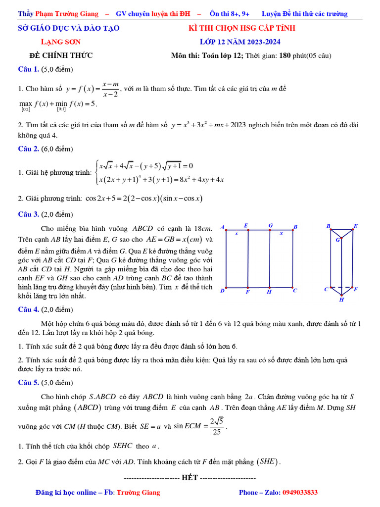 HSG L NG Sơn L P 12 Năm 2023-2024 | PDF