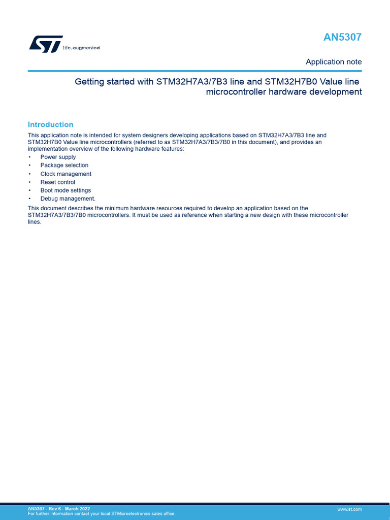 An5307 Getting Started With Stm32h7a37b3 Line and stm32h7b0 Value Line ... An5307 Getting Started With Stm32h7a37b3 Line and stm32h7b0 Value Line ...