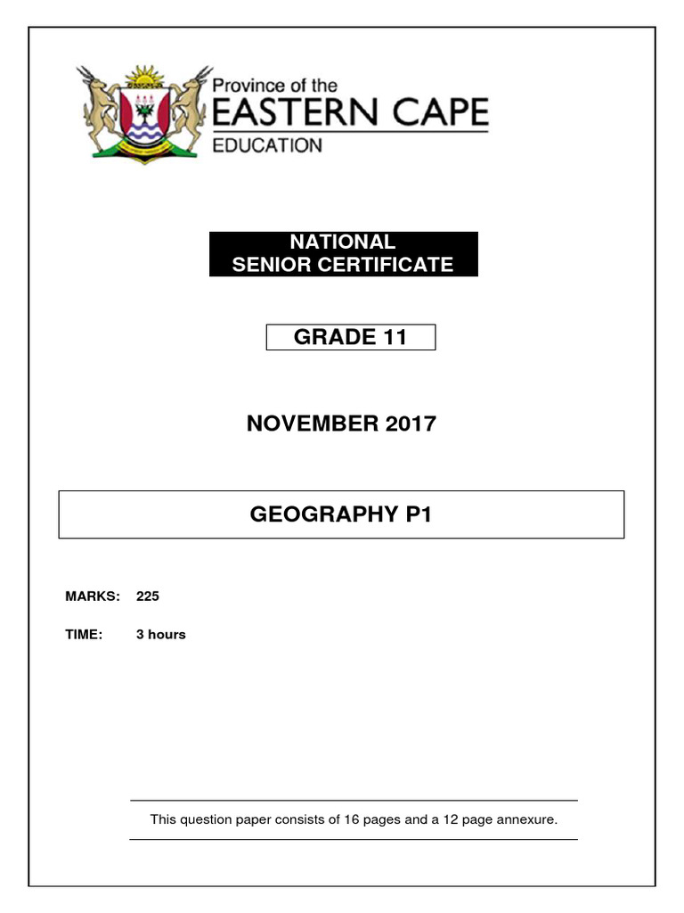 GEOGRAPHY P1 GR11 NOV2017 - English | PDF