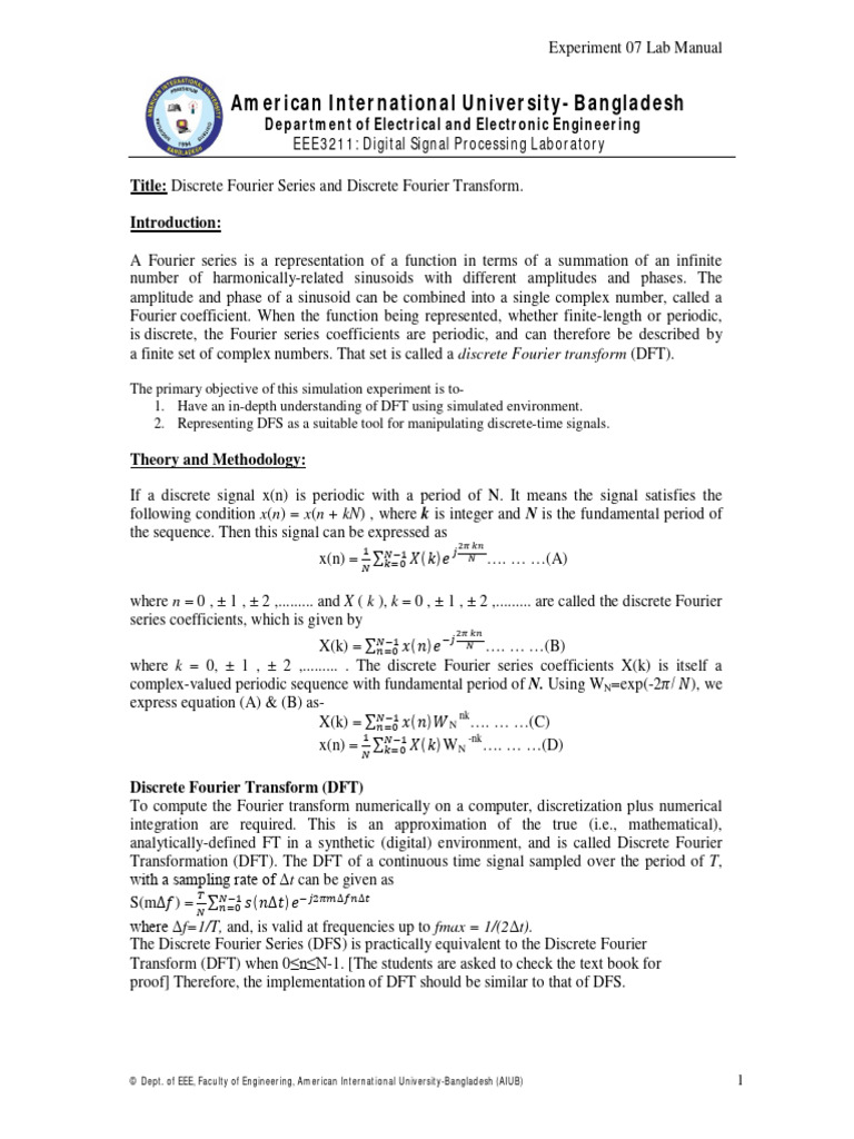 DSP Lab 7 Student | PDF