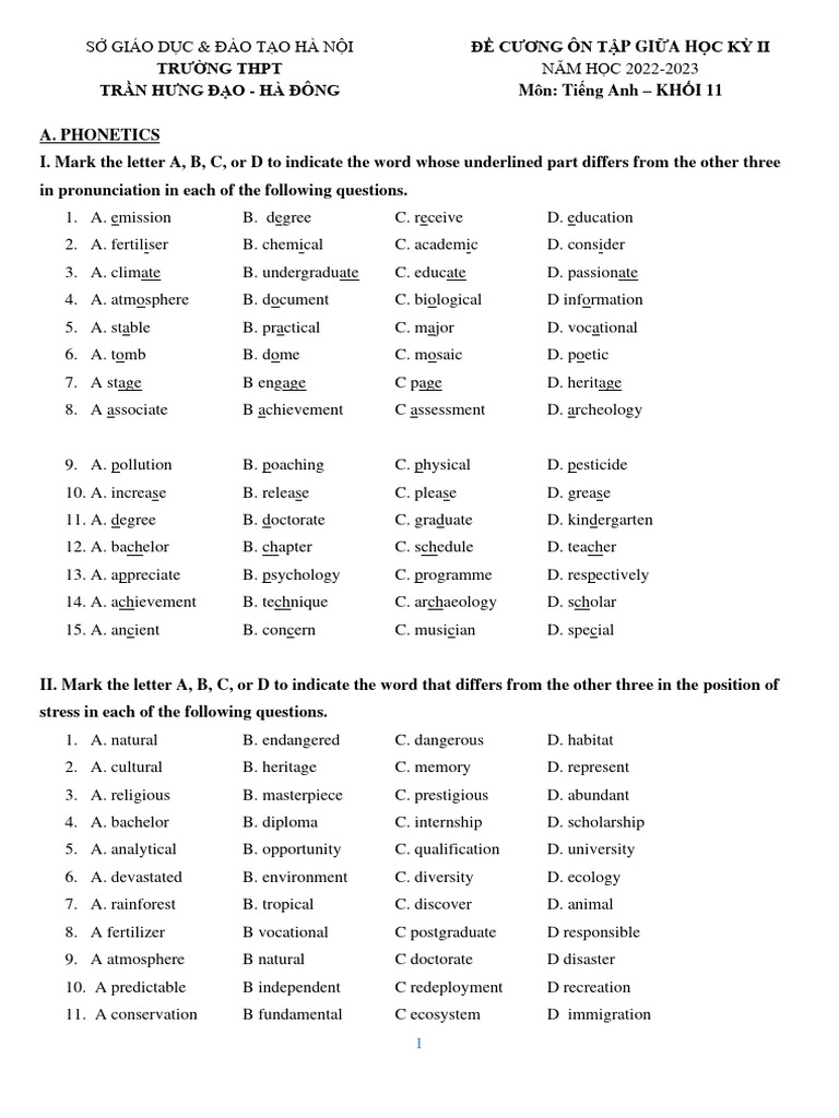 L11 On Tap Giua Hoc Ky 2 | PDF | Biodiversity | Conservation Biology