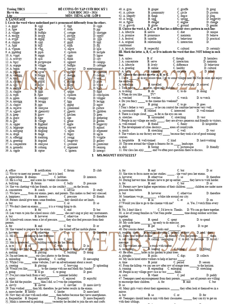 ĐC CK1 Anh 8-2324 | PDF | Adolescence | Vietnam
