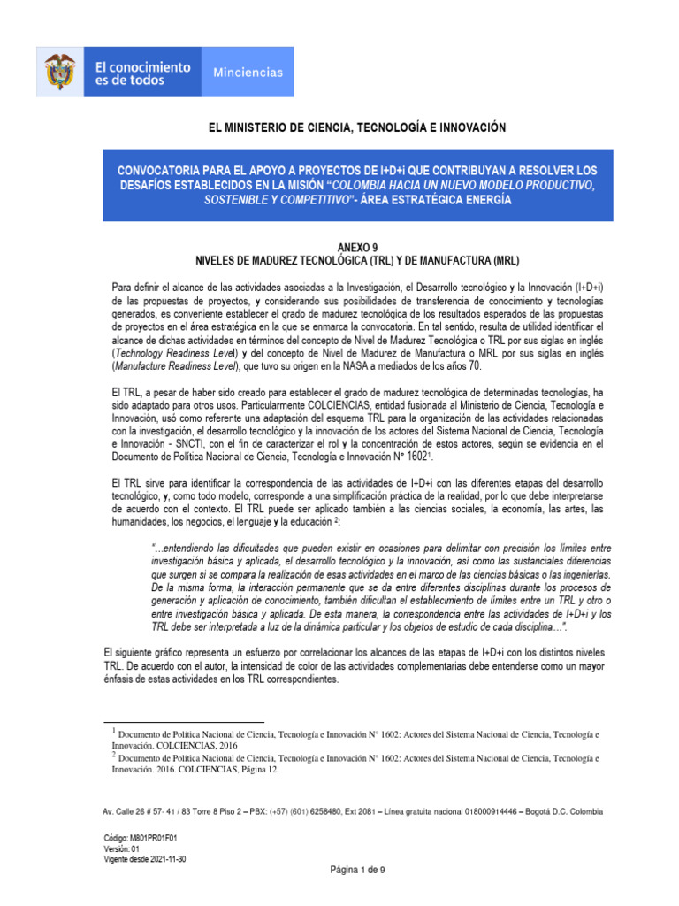 Anexo 9 - Niveles de Madurez Tecnologica y de Manufactura - TRL y MRL | PDF | Innovación | Diseño