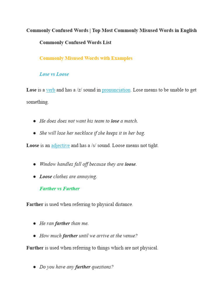 Commonly Confused Words | PDF
