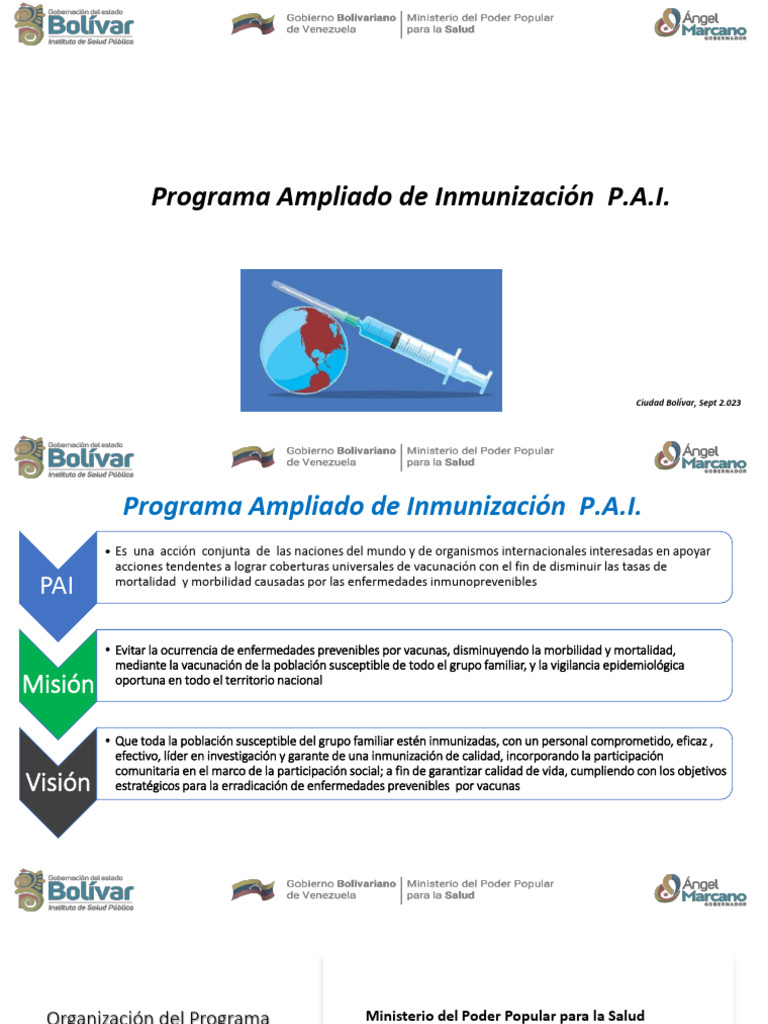 Programa Ampliado de Inmunización P.A.I.: Ciudad Bolívar, Sept 2.023 ...