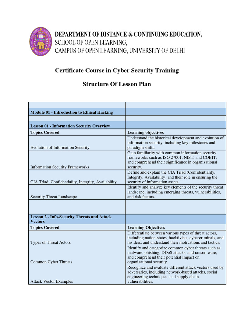 Cyber Security Training Pdf Security Computer Security