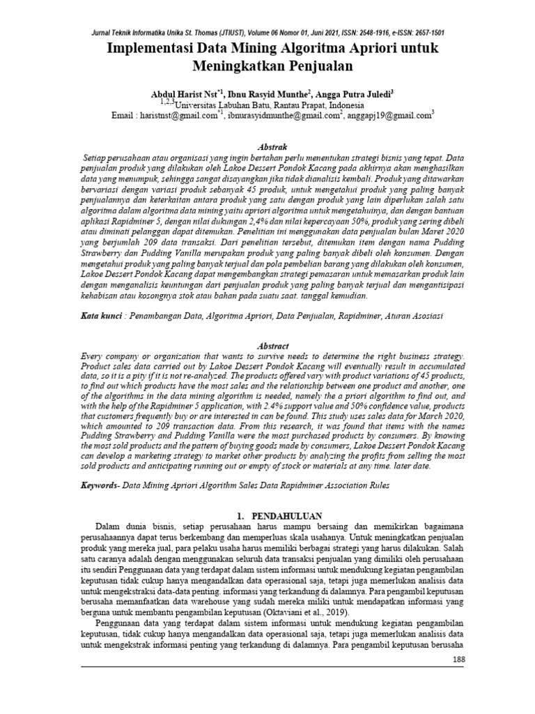 Implementasi Data Mining Algoritma Aprio | PDF