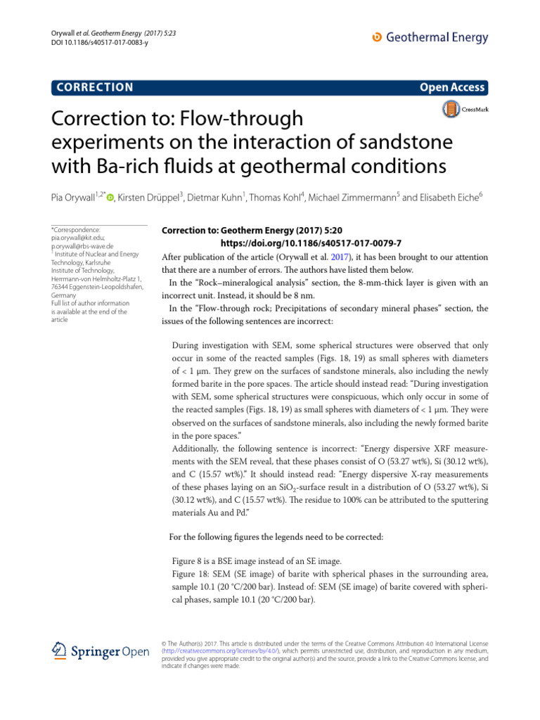 Correction To Flow-Through Experiments On The Inte | PDF | Materials ...
