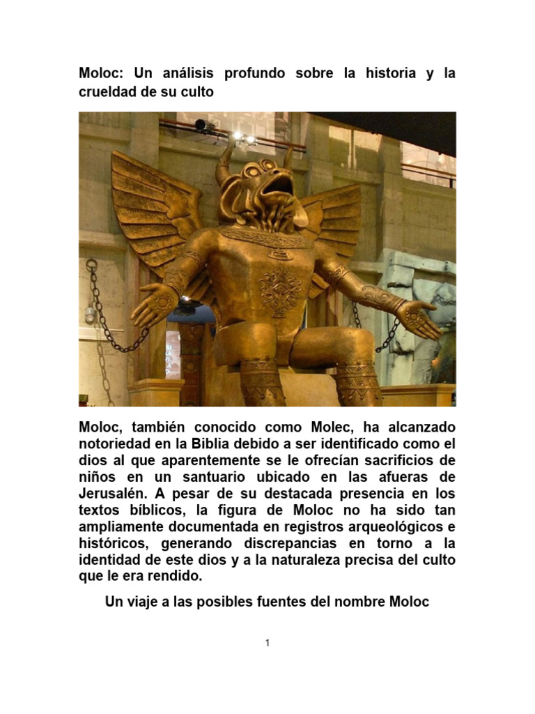 Moloc Un Análisis Profundo Sobre La Historia y La Crueldad de Su Culto ...