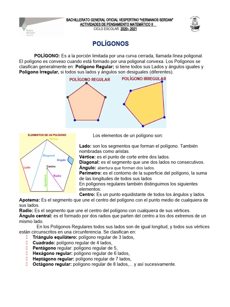 MATERIAL DIDACTICO-POLÍGONOS | PDF | Geometría del plano euclidiano | Geometría Elemental