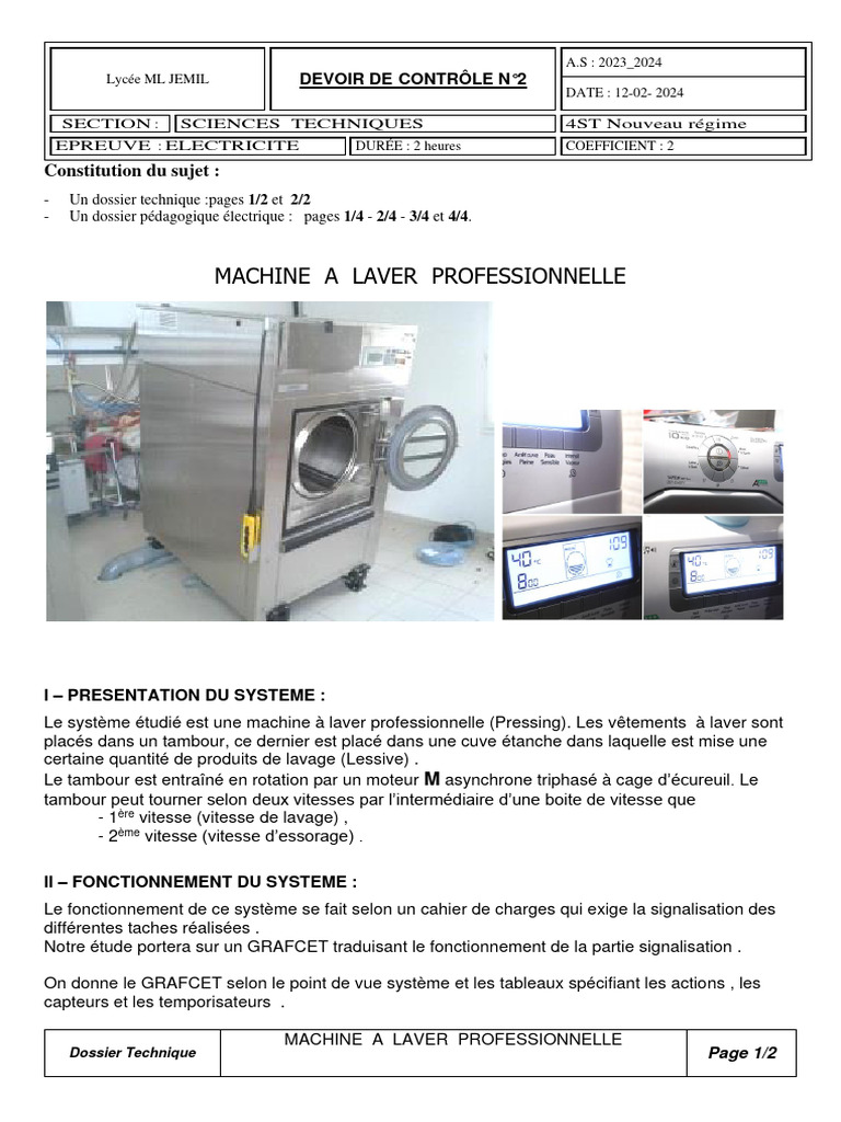 DT DC2 4NR 2023 2024 | PDF | Machine à laver | Équipement
