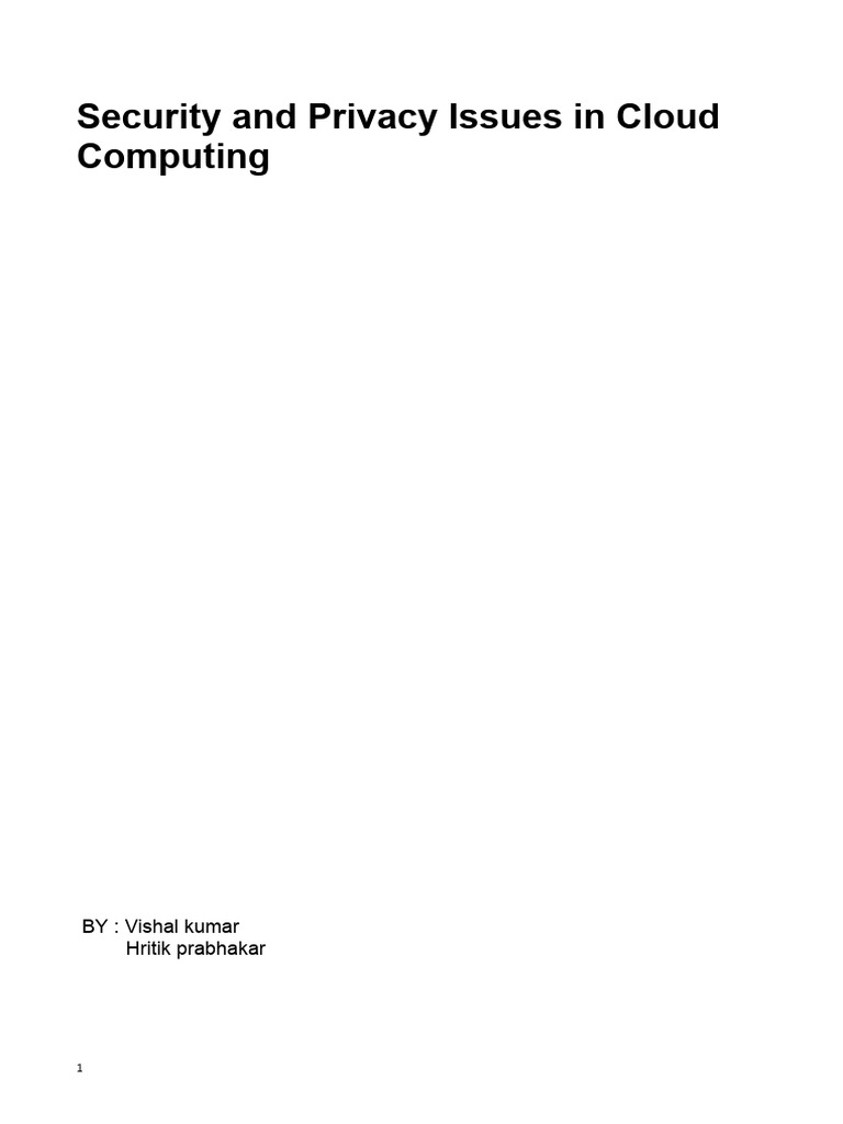Security and Privacy Issues in Cloud Computing | PDF | Cloud Computing ...