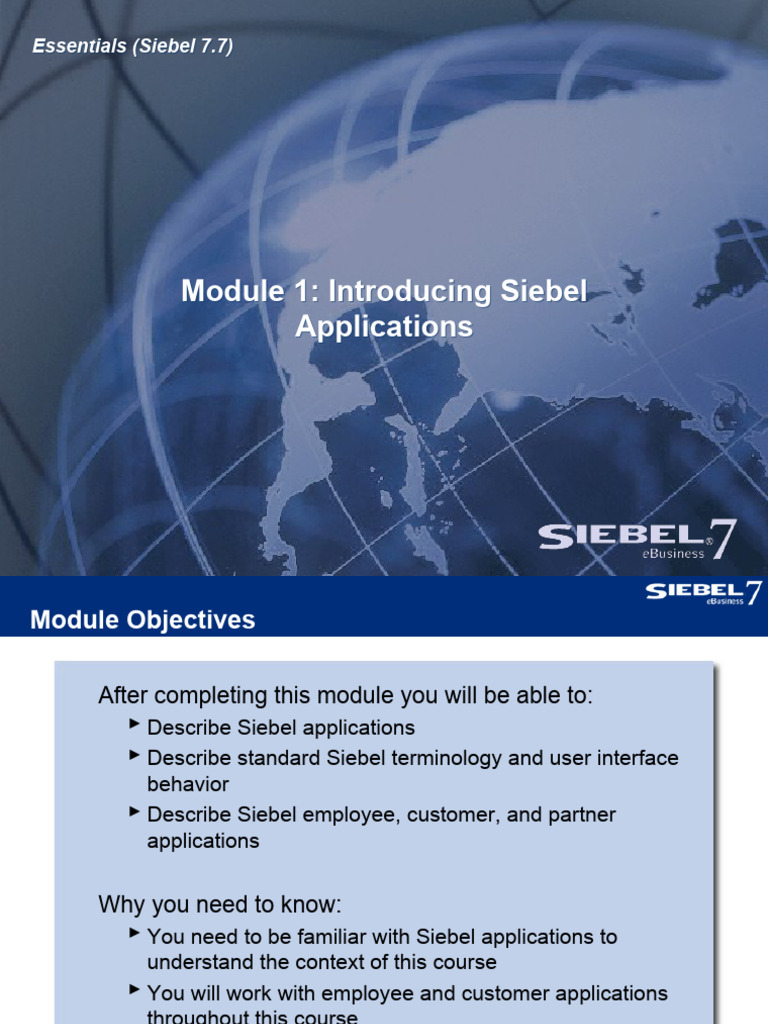 01ESS - Introducing Siebel Applications | PDF