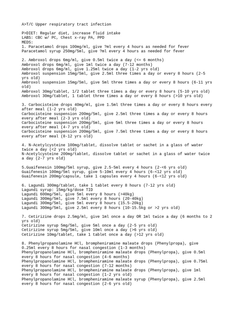Upper Respiratory Tract Infection PEDIA | PDF | Medicine | Organic ...