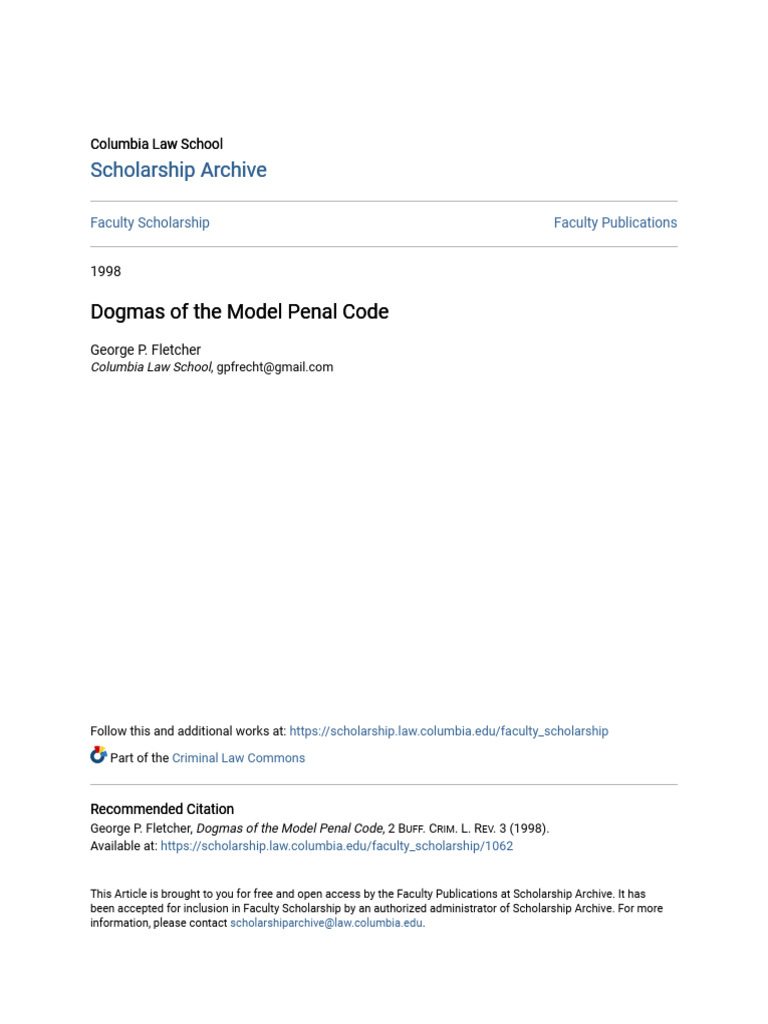 Dogmas of The Model Penal Code | PDF | Criminal Law | Crimes