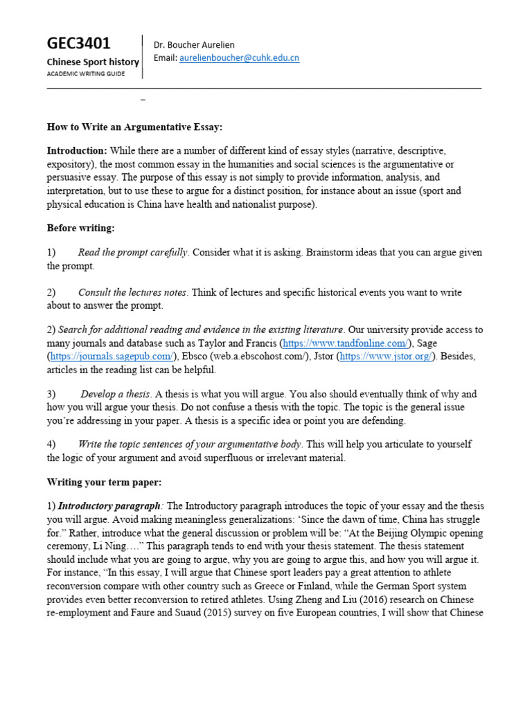 Academic Guide to Argumentative Essays | PDF | Essays | Ellipsis