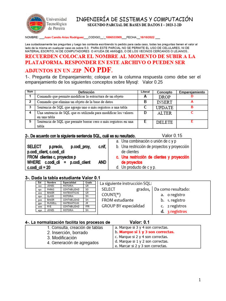 Segundo Parcial BD 2023-2-2d Quest | PDF | SQL | Gestión de tecnología ...