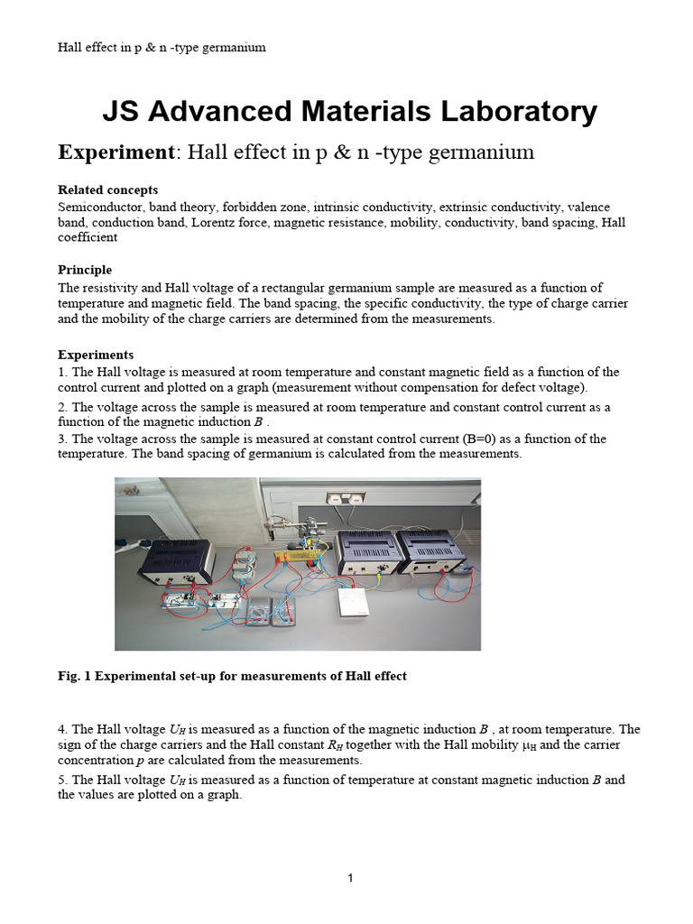 Hall Effect in P & N-Type Germanium | PDF