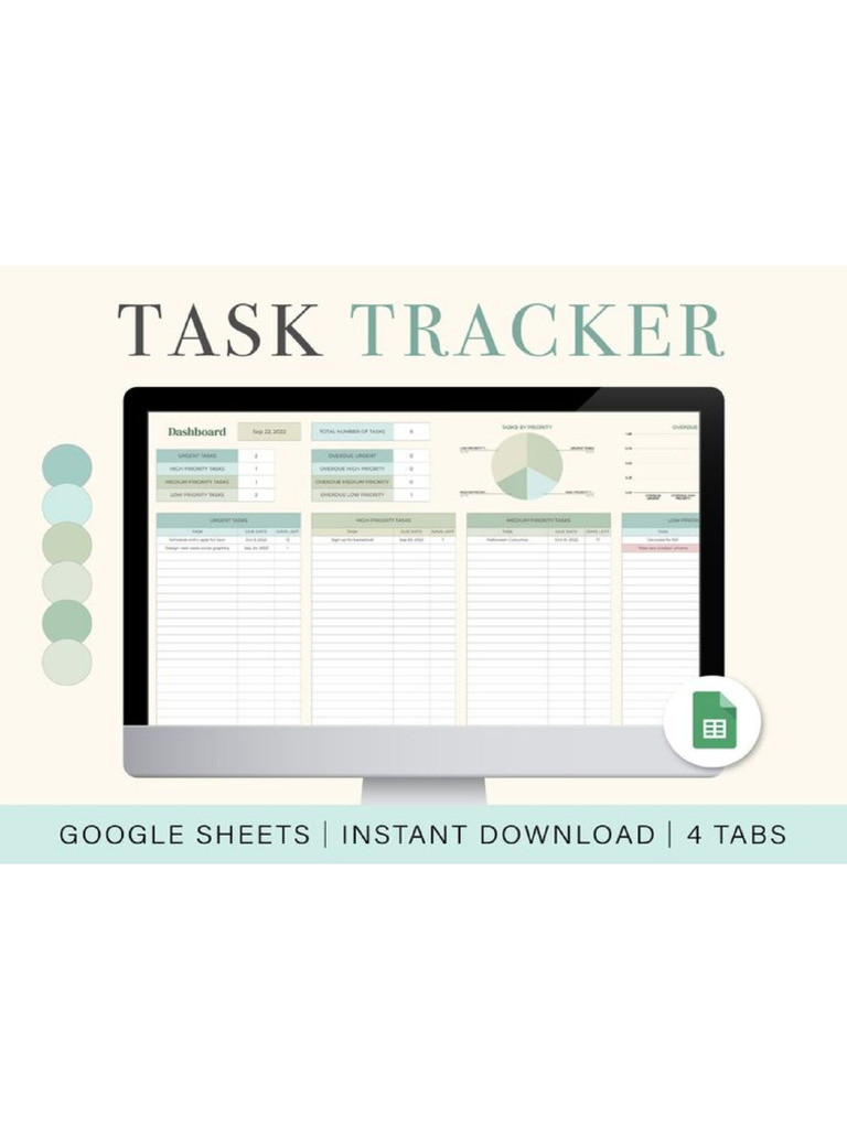 Task Tracking Spreadsheet - Task Planner - Digital To Do List - Google Sheets Template ...
