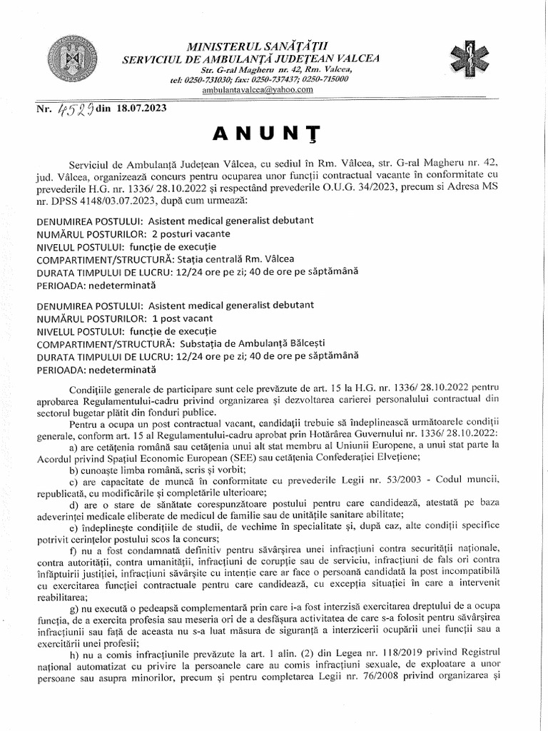 Anunt Concurs Amg | PDF