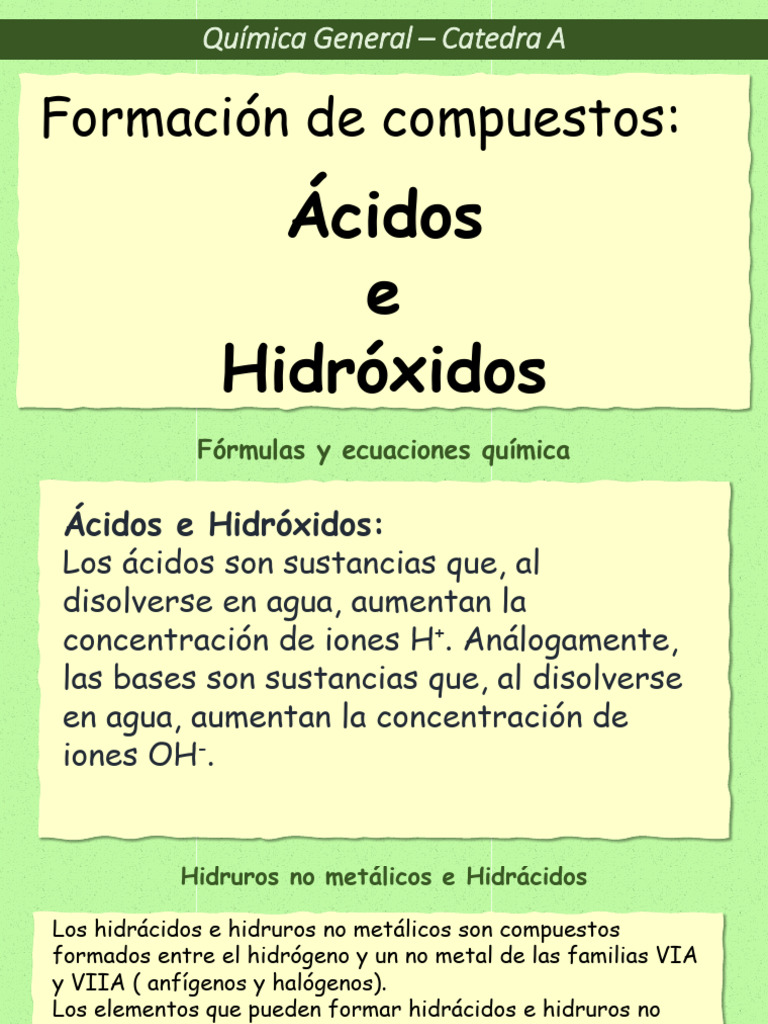 Formación y Nomenclatura de Ácidos y Hidróxidos | PDF | Hidróxido | Ácido
