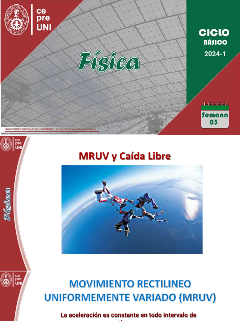 MRUV y Caída Libre: Aceleración Constante | PDF | Velocidad | Cambio