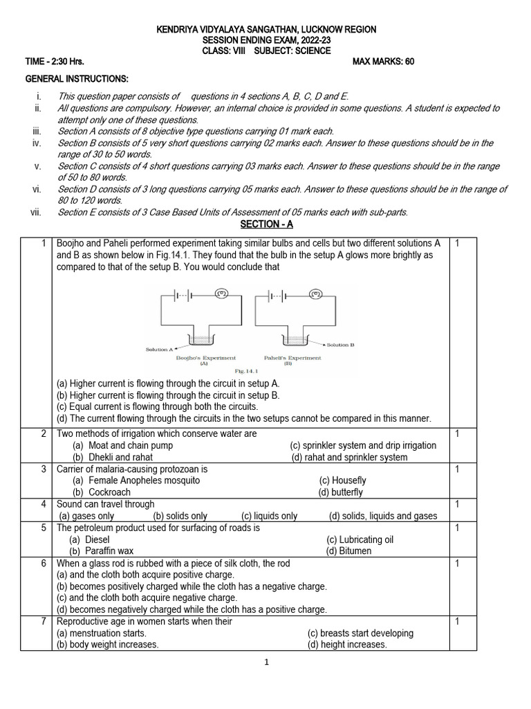 VIII Science QP | PDF