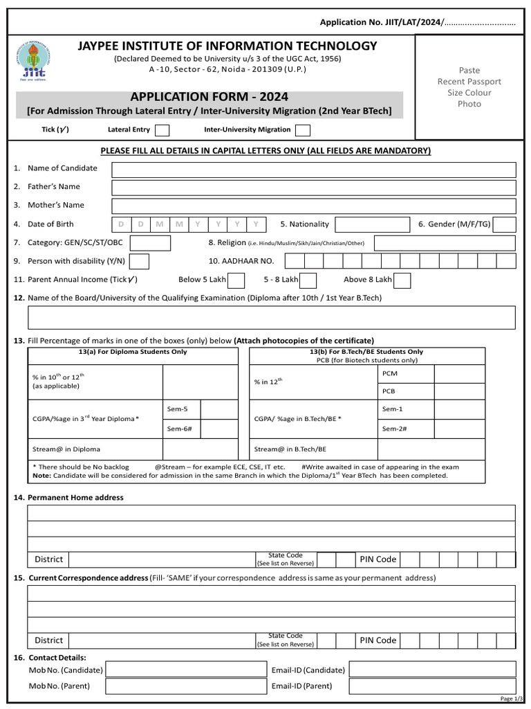 Lat Appl Form 2024 | PDF
