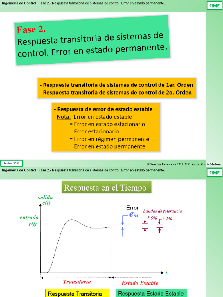 5 Respuesta Transitoria 1erorden | PDF | Sistema de control | Ingeniería