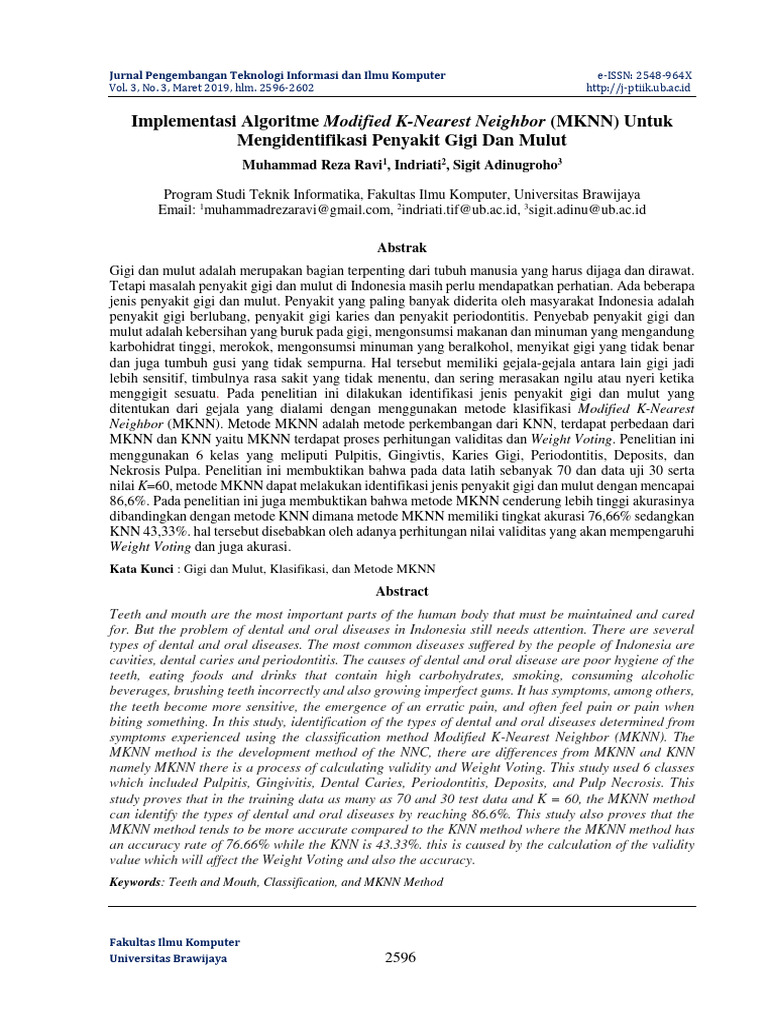Implementasi Algoritme Modified K-Nearest Neighbor (MKNN) Untuk ... Implementasi Algoritme Modified K-Nearest Neighbor (MKNN) Untuk ...