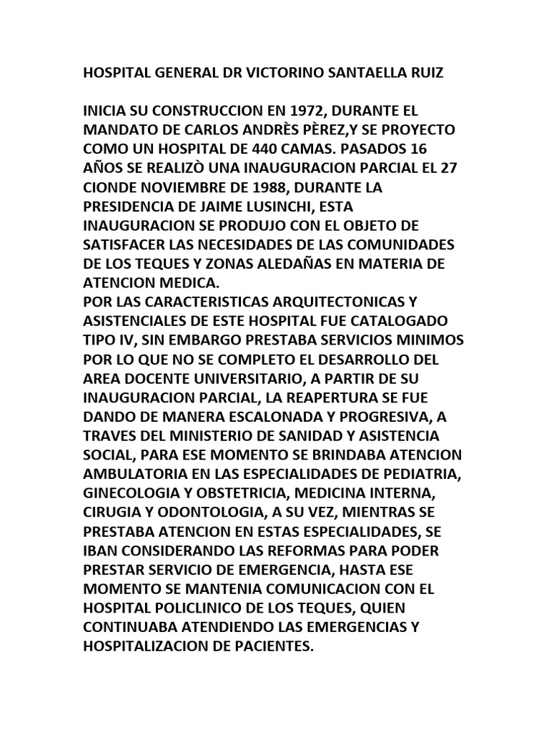 Hospital General DR Victorino Santaella Ruiz | PDF