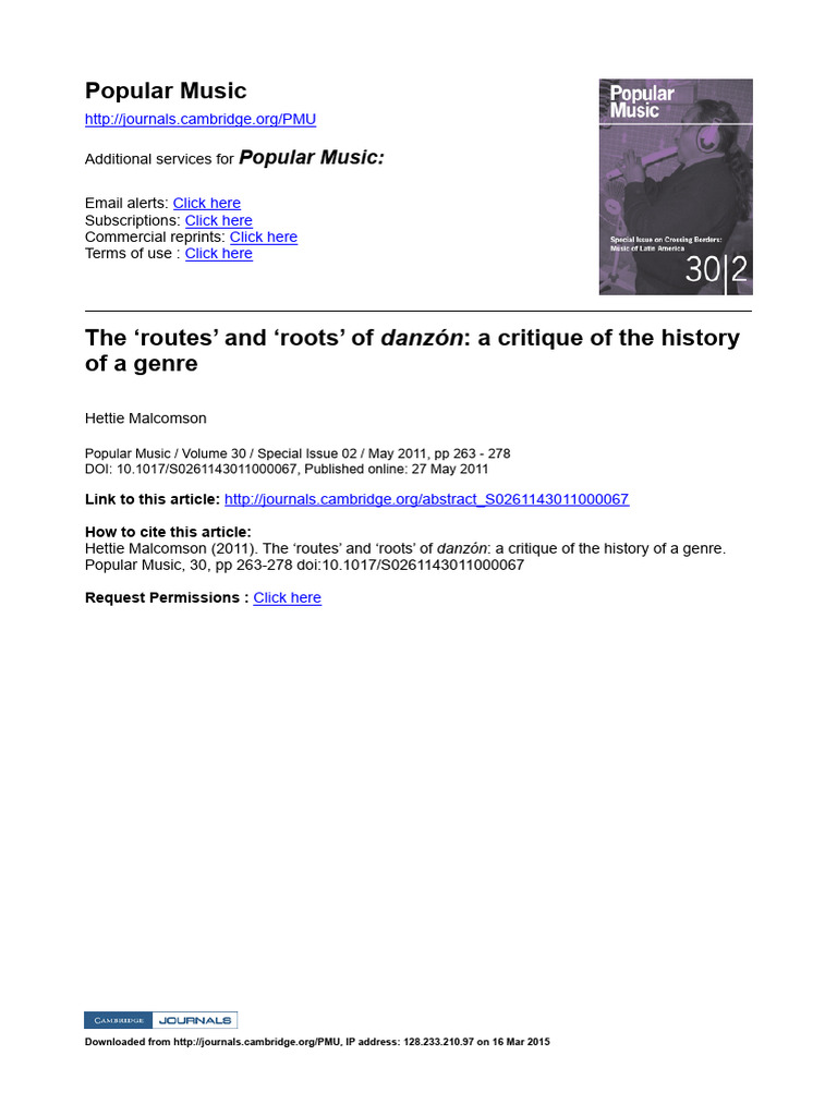 The Routes' and Roots' of Danzón | PDF | Cuban Music | Latin American Music