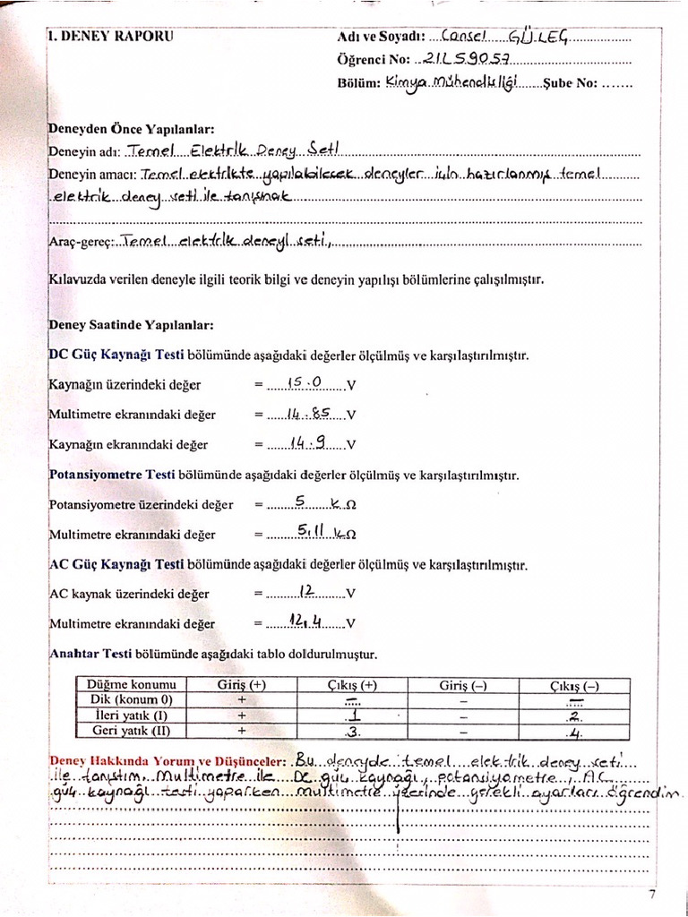 1.deney Raporu | PDF