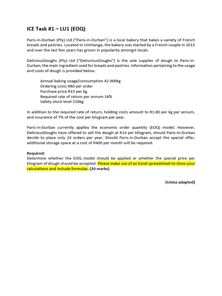 ICE Task #1 - LU1 (Updated Question) | PDF