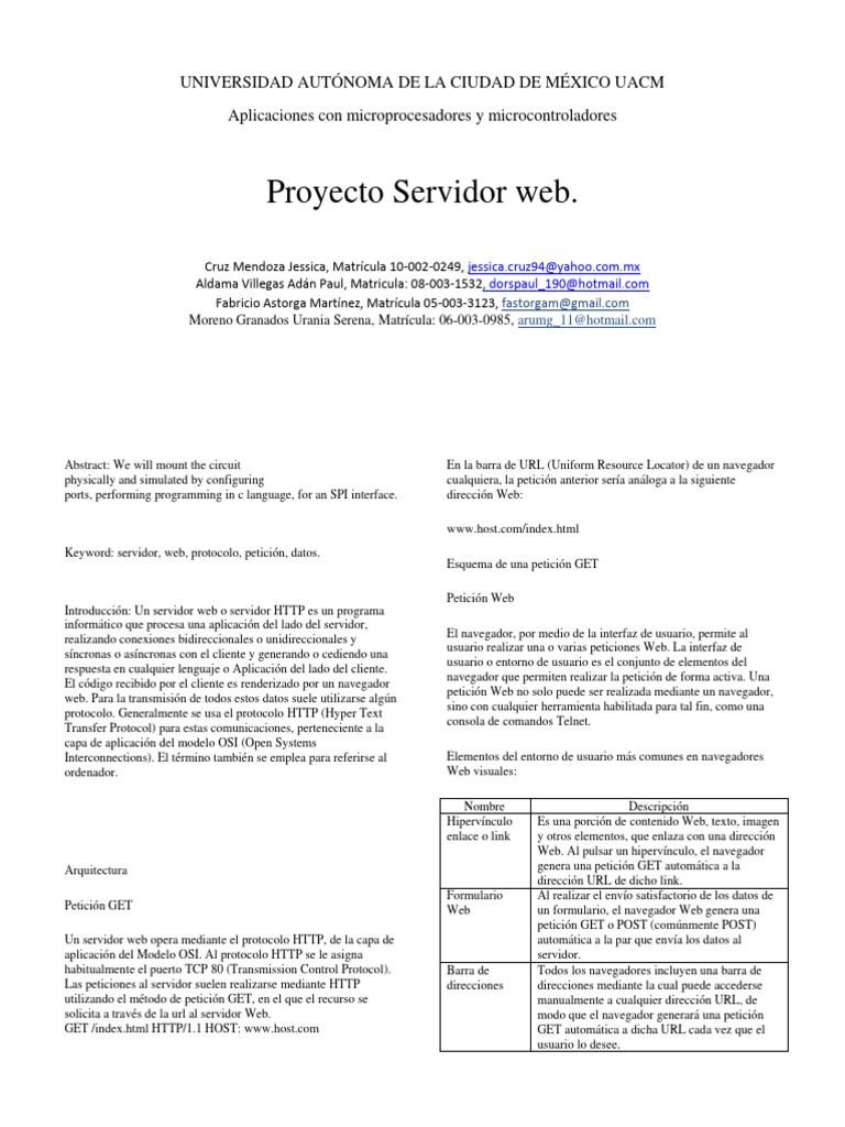 Proyecto Servidor Web | PDF | Redes | Internet y web