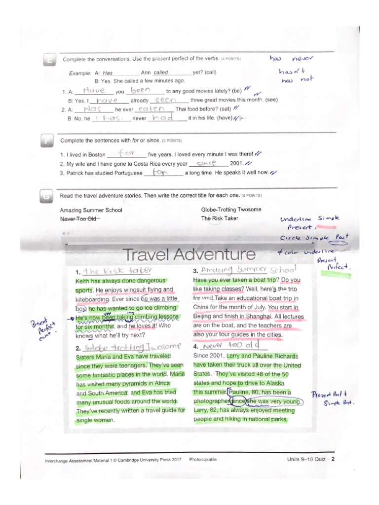 Complete The Conversations. Use The Present Perfect of The Verbs. (4 ...