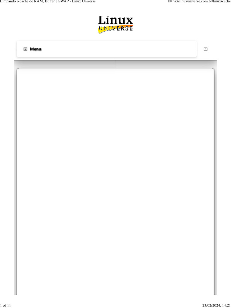 Limpando o Cache de RAM, Buffer e SWAP - Linux Universe | PDF | Linux ...