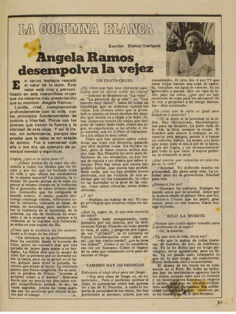 Ángela Ramos Desempolva La Vejez (Entrevista) | PDF