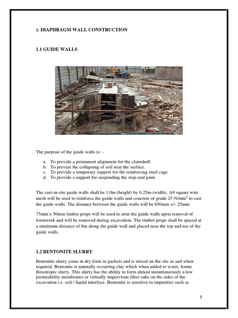 Diaphragm Wall Construction | PDF | Concrete | Materials