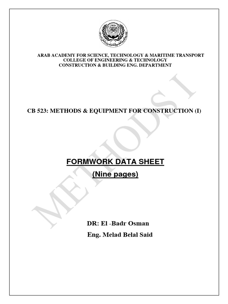 DATA SHEET Meth. 1 | PDF | Building Technology | Structural Engineering