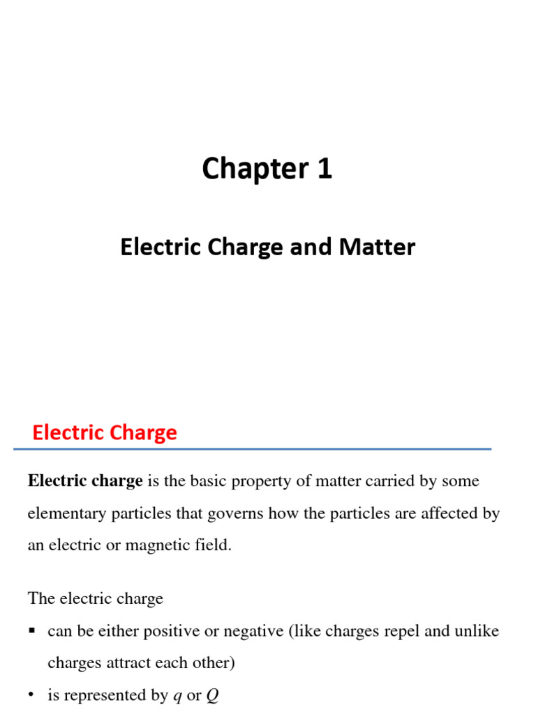 Chapter 1 Charge and Matter | PDF | Electric Charge | Electron