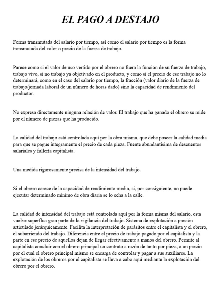 El Pago A Destajo | PDF | Salario | Pieza de trabajo