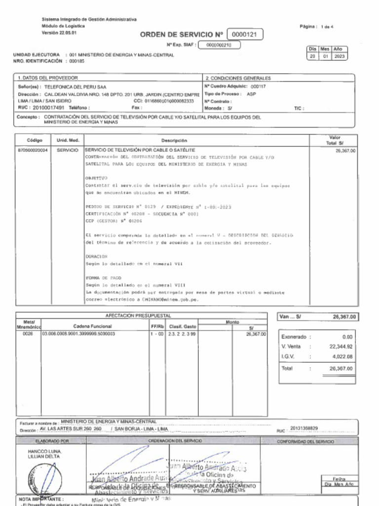 Orden de Servicio | PDF