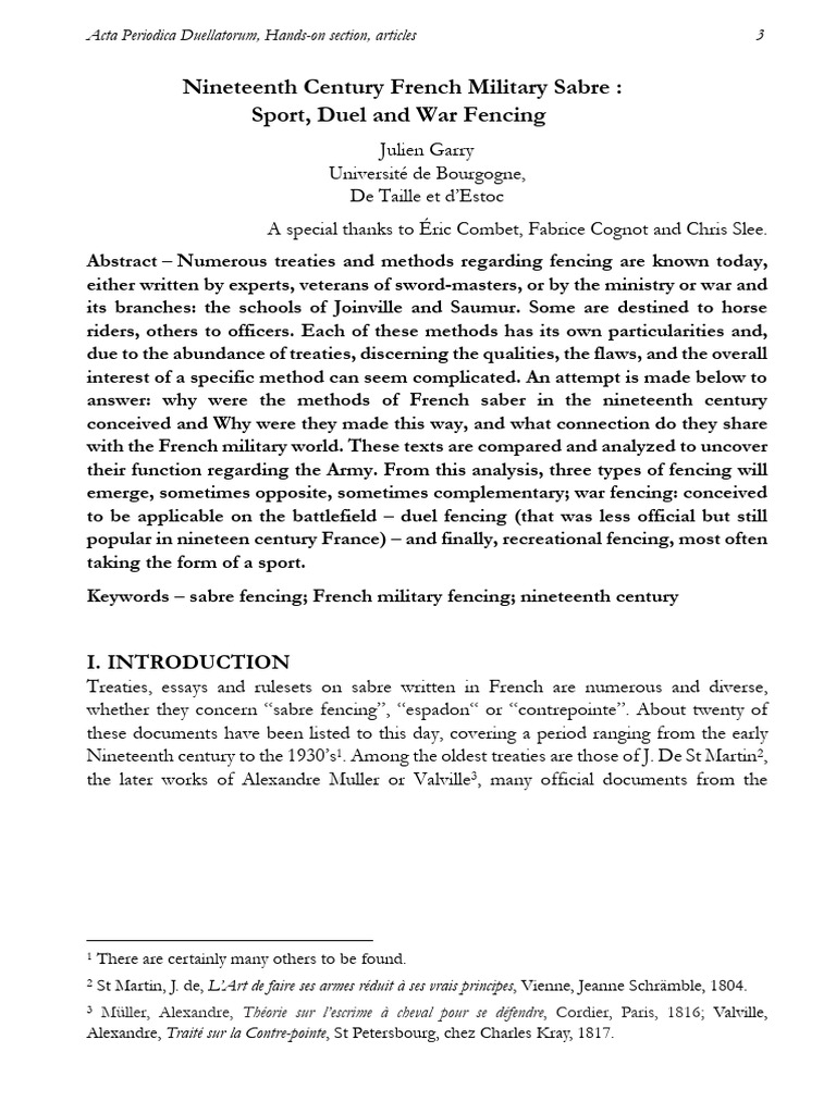 19th Century French Sabre Fencing | PDF | Fencing | Melee Weapons