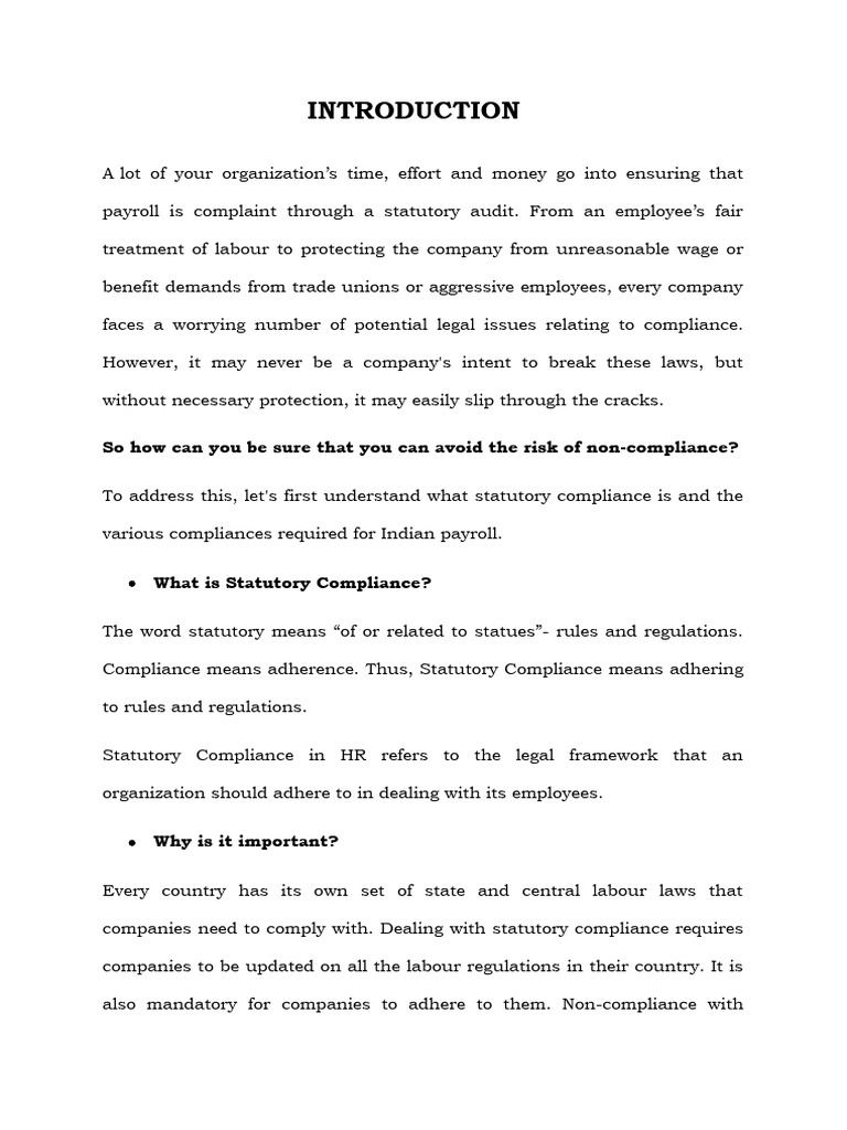 1 - Introduction To Statutory Compliances | PDF | Regulatory Compliance ...
