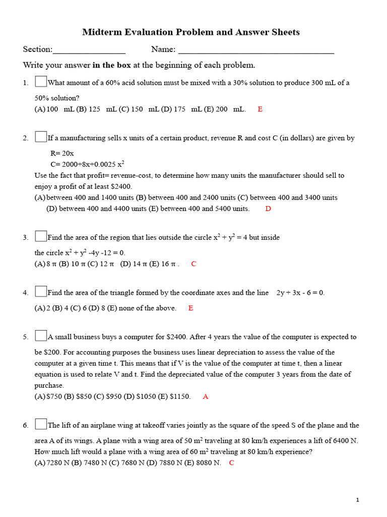 Midterm Exam 2018 | PDF | Function (Mathematics) | Area
