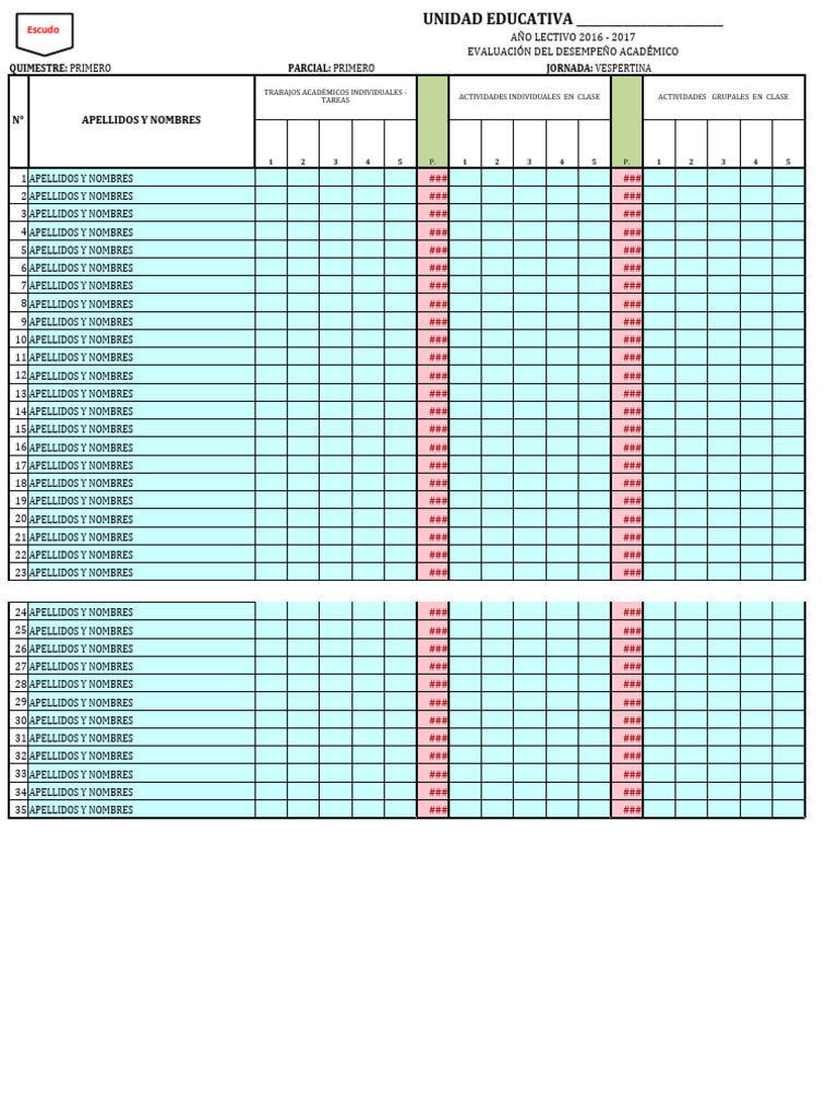 Cuadro de Notas 2018 | PDF
