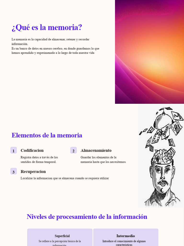 Tipos y funciones de la memoria humana | PDF