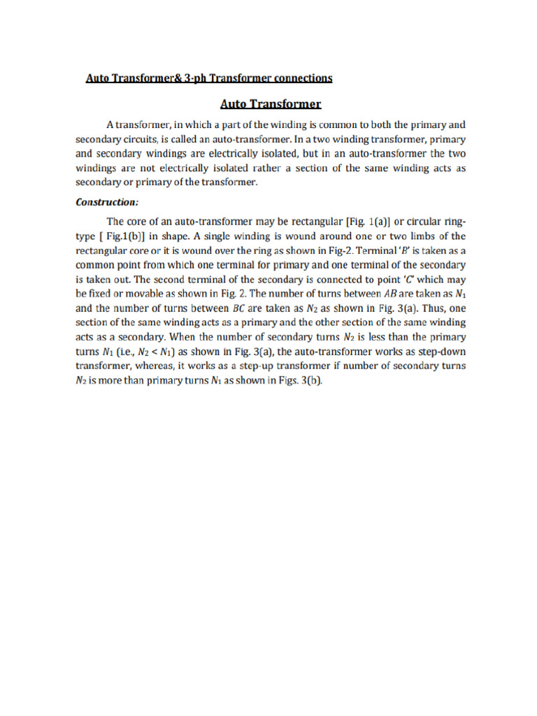 3-4 Autotransformer and Three Phase Connection | PDF