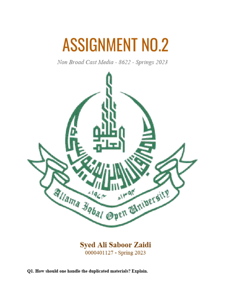 Assignment No.2 - 8622 - Spring 2023 - 0000401127 - Syed Ali Saboor ...